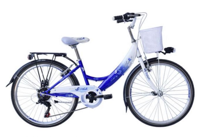 Meisjesfiets flair 22 inch Blauw Wit 6 versnellingen